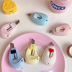 ccHuDE 4 Pcs Small Box Cutter Mini Retractable Utility Knife Envelope Letter Opener Knife Paper Cutting Knife Opening Packages Knife for Office Home