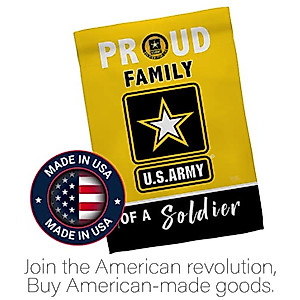 Breeze Decor Proud Family Soldier Garden Flag Armed Forces United State American Military Veteran Retire Official House Decoration Banner Small Yard Gift Double-Sided, Made in USA, Yellow/Black