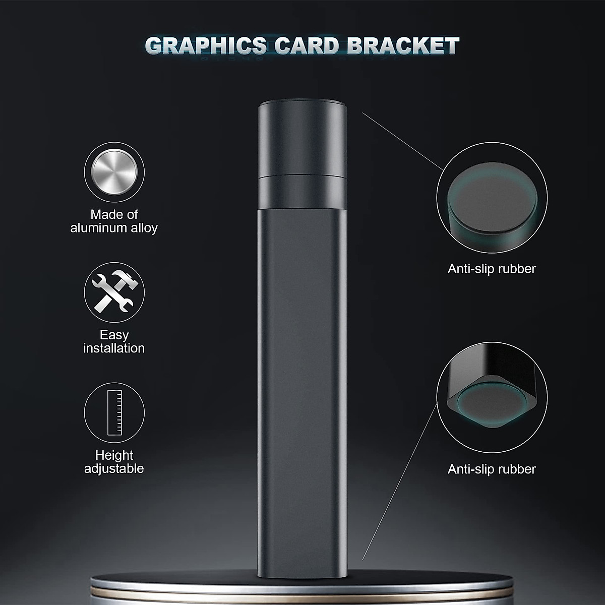 1Pack GPU Support Bracket, Height Adjustable Graphics Card Brace, Telescopic Rotary GPU Anti Sag Holder Compatiable with MSI AMD NVIDIA