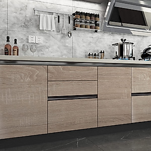 Boobest Light Brown Wood Wallpaper Peel and Stick Wood Grain Contact Paper Waterproof Removable Kitchen Cabinet Wallpaper 15.74"x 118" Wood Vinyl Wrap Cabinet Covers Oak Grey Wood Look Contact Paper