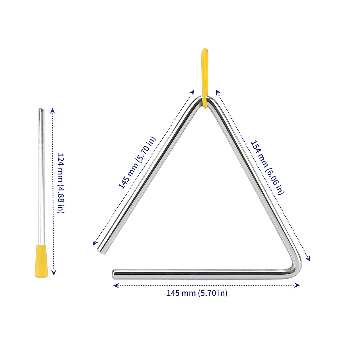 SOUJAP 12 Pack 6 Inch Triangle Instrument, Musical Steel Triangles with Striker, Hand Percussion Triangle Instrument for Music Clubs, Band