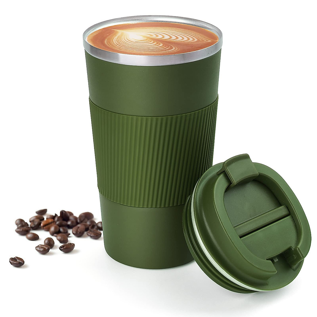 Travel Coffee Mug Spill Proof, Vacuum Insulated Coffee Mug 17oz Stainless Steel Travel Mug Double Wall Leak-Proof Reusable Coffee Tumbler for Keep Hot/Ice Coffee, Tea, and Beer