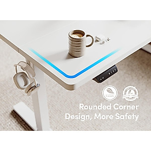 BANTI 63'' Standing Desk, Electric Stand up Height Adjustable Home Office Table, Sit Stand Desk with Splice Board, White