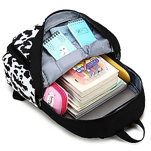 Bluboon College Laptop Backpack School Bookbag Travel School Bag for High School(Cow-Black)