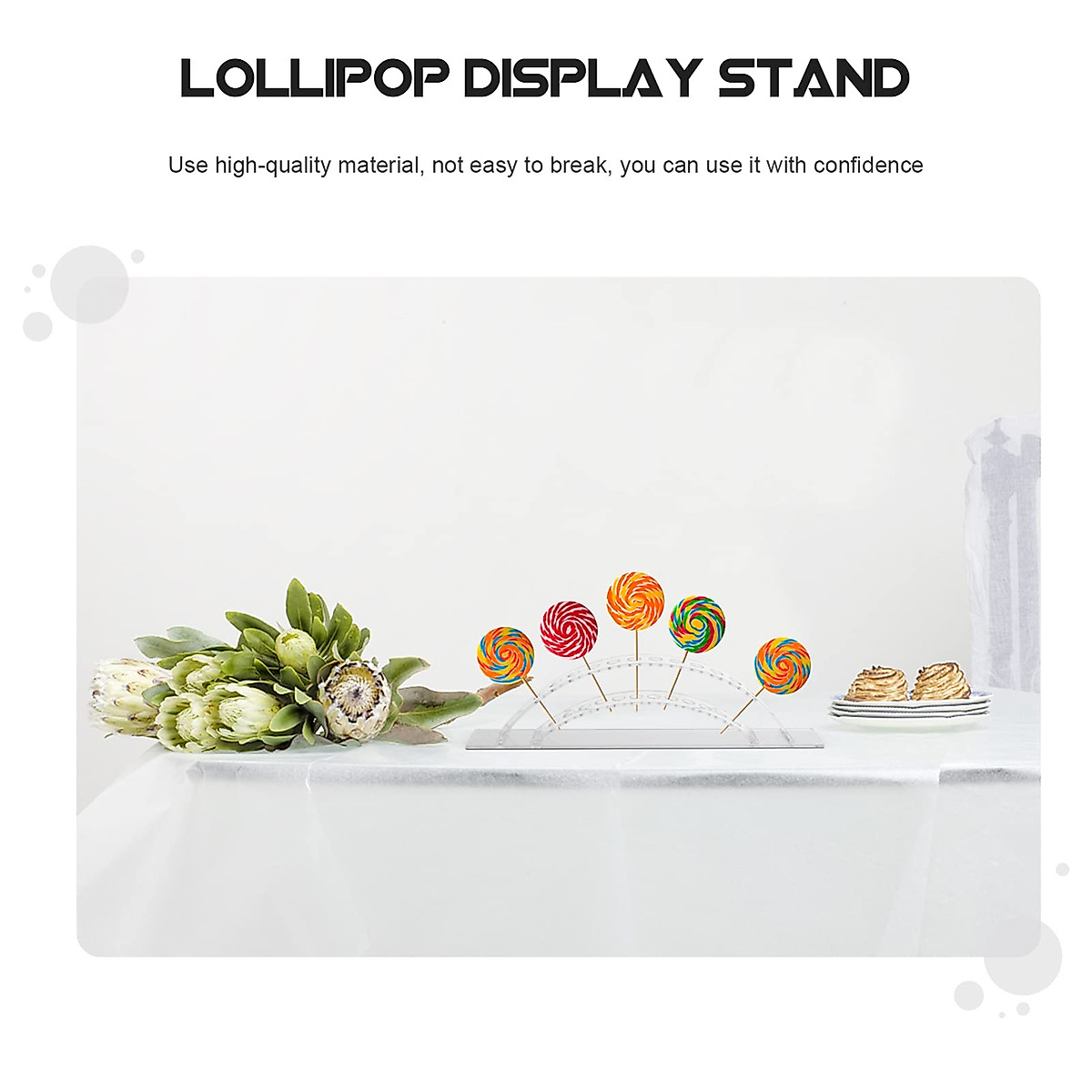 Yardwe Lollipop Display Stand Acrylic Lollipop Holder Arch Cake Pop Stand Candy Table Display for Weddings Baby Showers Birthday Party Halloween Christmas Transparent