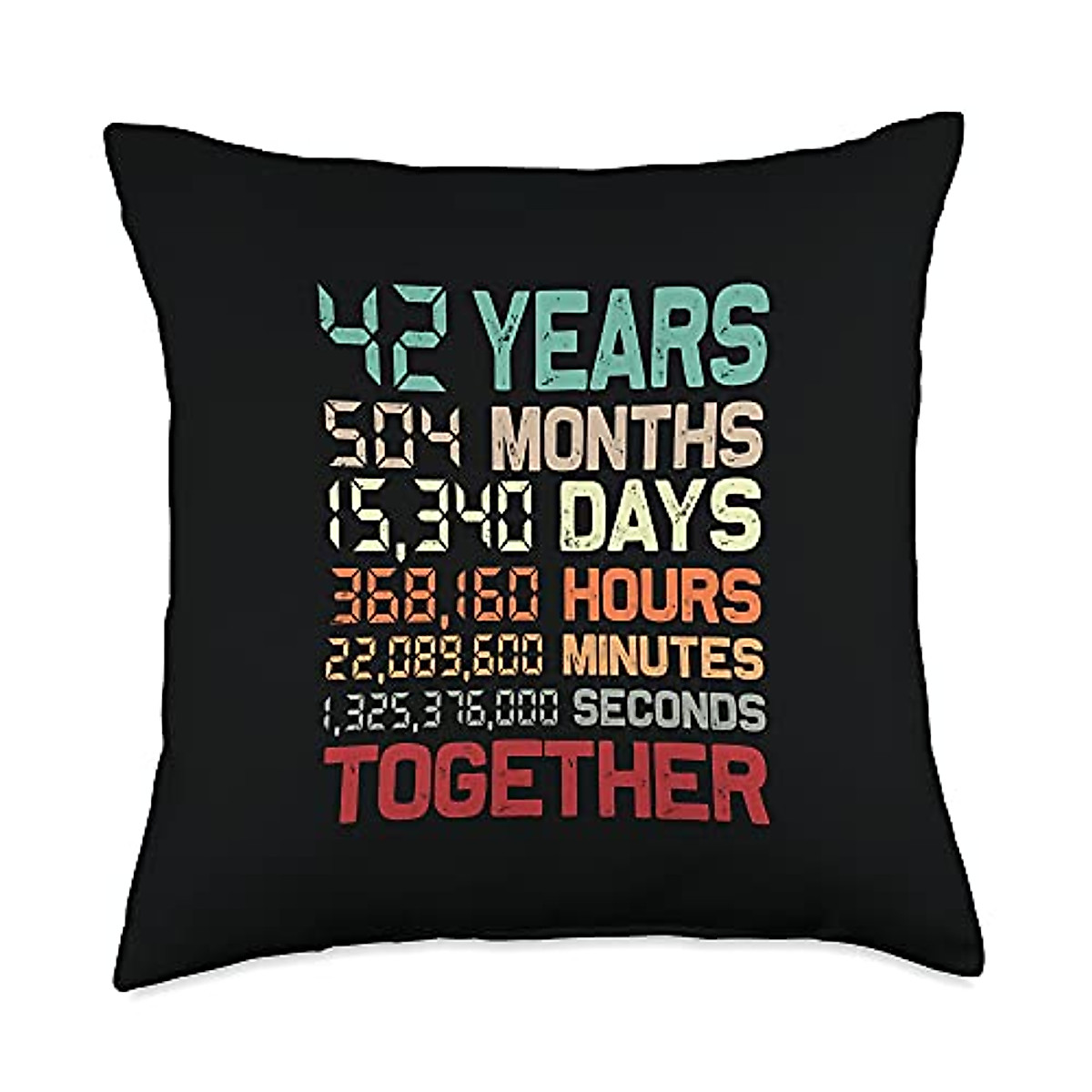 42nd Wedding Anniversary Gifts Apparel Co. 42 Years Together Couple Matching 42nd Wedding Anniversary Throw Pillow, 18x18, Multicolor
