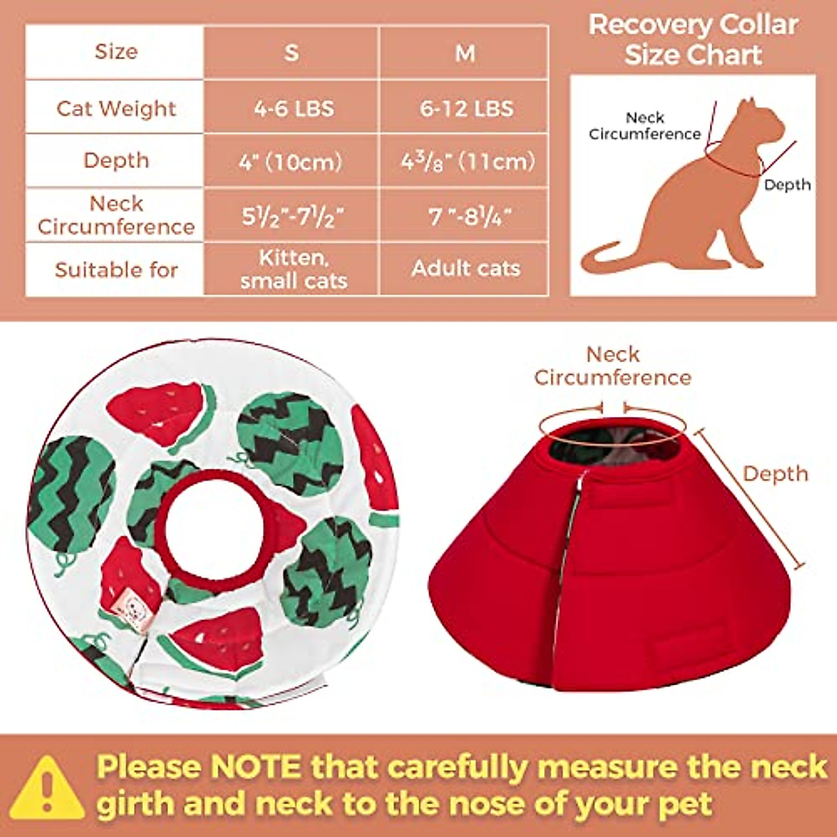ComSaf Cat Recovery Collar, Lightweight Pet Elizabeth Collar, Soft Adjustable Cat Cone Collar After Surgery for Cat Kitten Prevent from Licking Wounds, Loops-Protective Healing, Not Block Vision
