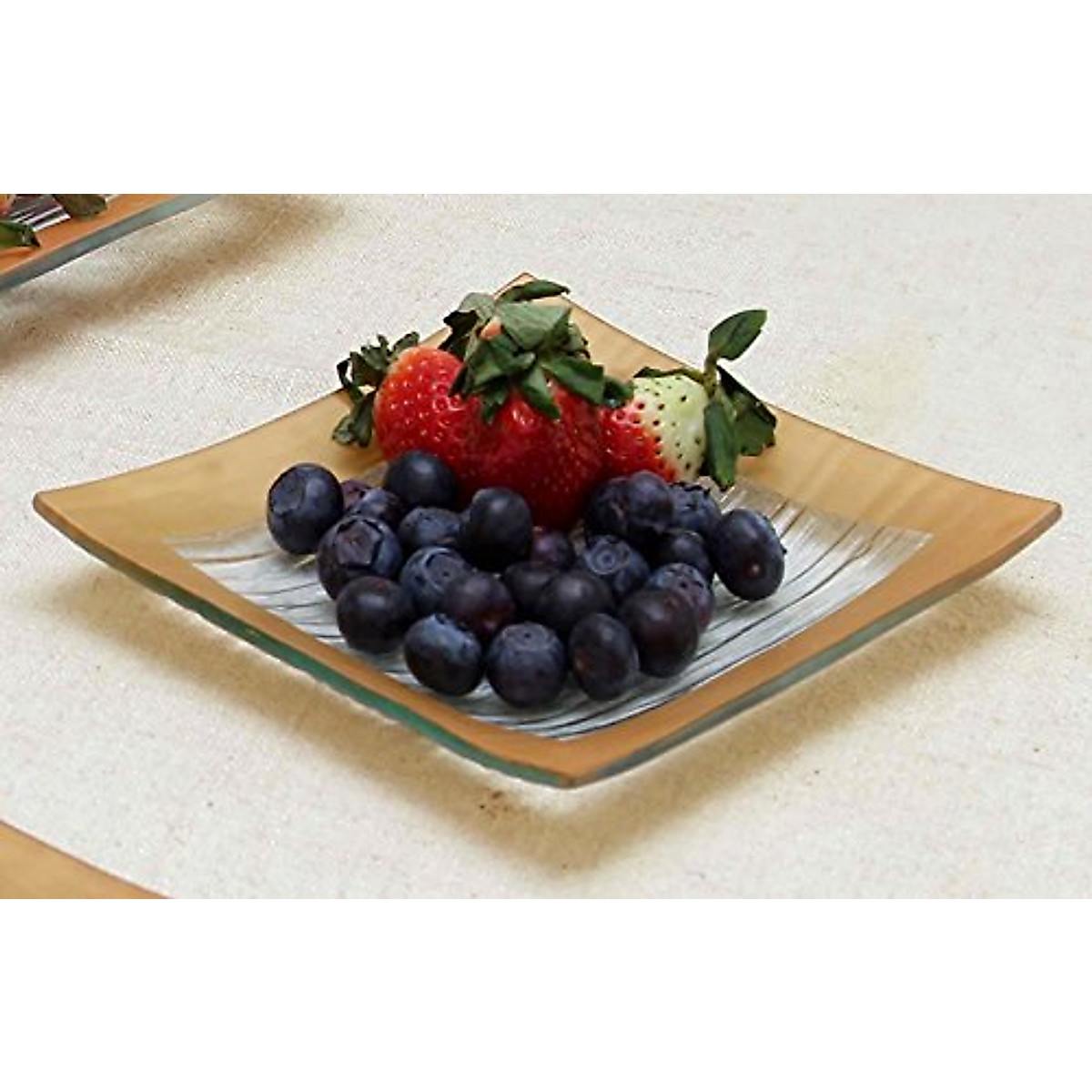 GAC Elegant Designed Square Tempered Glass Dessert Plates Set of 4 – Break and Chip Resistant - Oven Proof - Microwave Safe - Dishwasher Safe 6 Inch