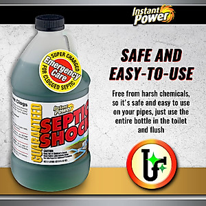 Instant Power Septic Shock Septic Tank Treatment, Drain Cleaner Liquid Clog Remover for Septic System, 67.6 FL OZ (2 Liter)