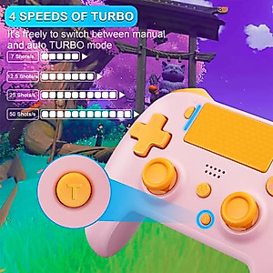 OUBANG Ares Controllers for PS4 Controller Elite, Game Control for Scuf PS4 Controller with Turbo, Joystick Gamepad Work for Playstation 4 Controller with Back Paddles for PS4/PS5/Steam/PC/IOS Pink