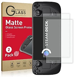 Ambison Matte Glass Screen Protector Designed for Steam Deck Oled 2023 7.4inch/Steam Deck 2022 7inch, [2 Pack] Premium Anti Glare 9H/Full Coverage/Fingerprint Free/Anti Scratch/Ultra Sensitive