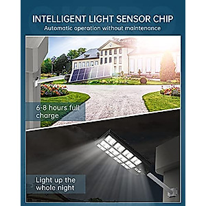 OKPRO Solar Street Lights Outdoor - 1200W Solar Parking Lot Lights, 7000K LED Solar Lights, Dusk to Dawn, Motion Sensor, Commercial Grade