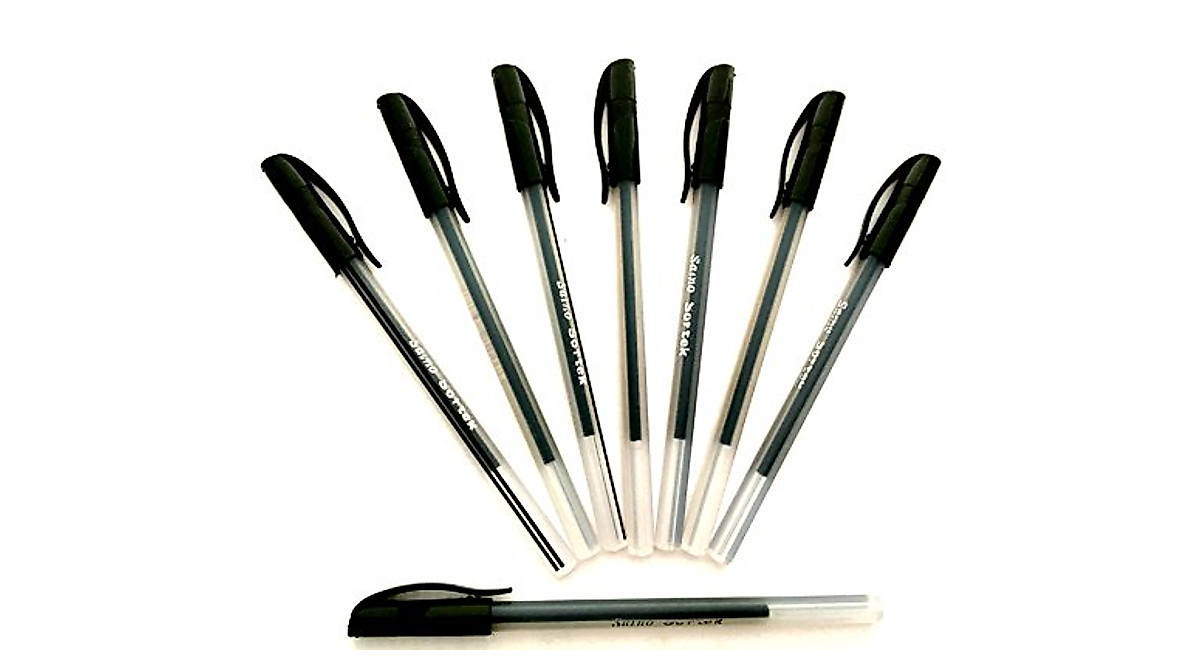 Saino Softek Black Ink Ballpoint Pens - Smooth, Precise Writing (20 Pack)