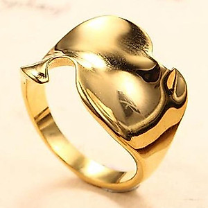 Jude Jewelers Stainless Steel Irregular Shape Ocean Waved Surface Promise Statement Anniversary Ring (Gold, 9)