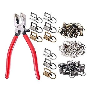 F-BBKO 42Sets 1" Key Fob Hardware - 3 Colors 1" Key Fob Key-chain Perfect with 1Pcs Key Fob Glass Running Pliers for Key Fob Wristlets Install