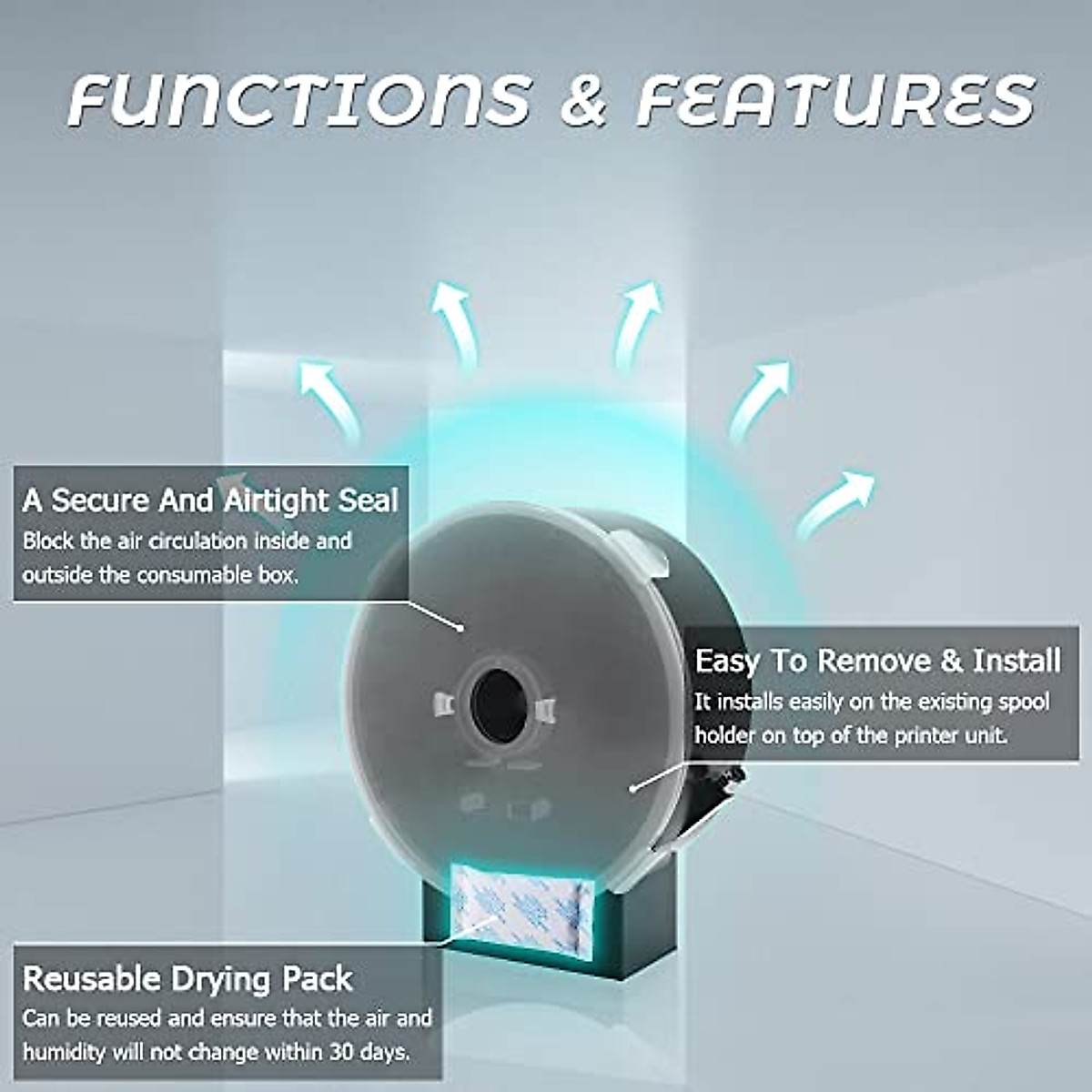 R QIDI TECHNOLOGY Filament Dryer Box, Filament Storage Box for 3D Printer Filament, Keeping Filaments Dry During 3D Printing, Compatible with 1.75mm PA12-CF, PLA, PETG, ABS, UltraPA, S-White, etc