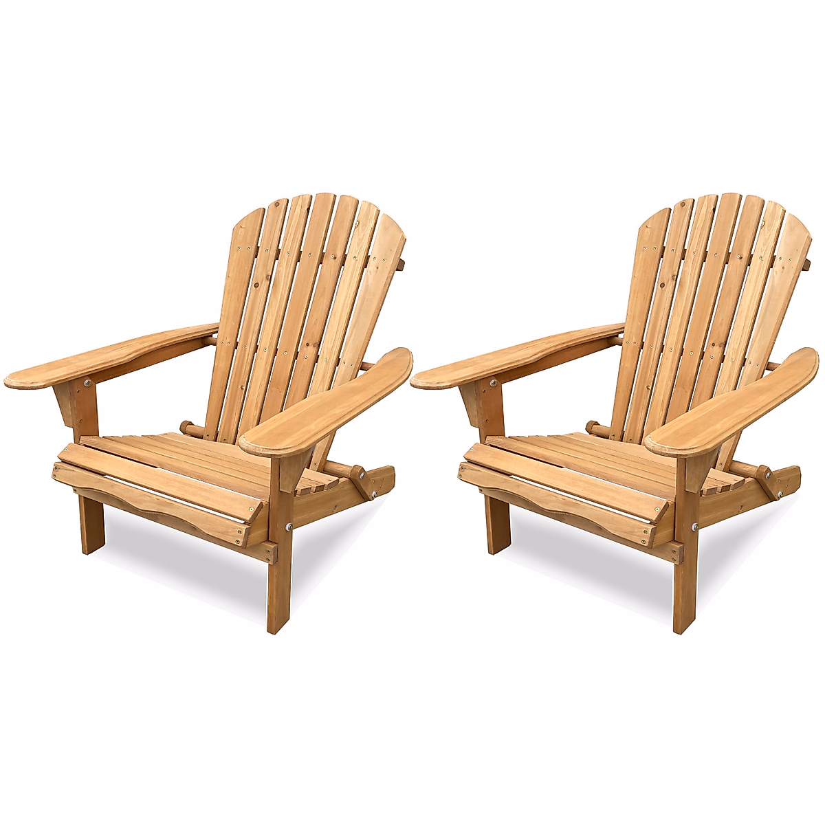 BTEXPERT Folding Adirondack Chair Half Assembled Lounge Chair Outdoor Wooden Patio Chair for Lawn Garden Backyard Deck Fire Pit Pool Beach 350lb Weight Capacity Set of 2