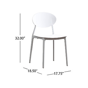 Christopher Knight Home 306512 Brynn Outdoor Plastic Chairs (Set of 2), White
