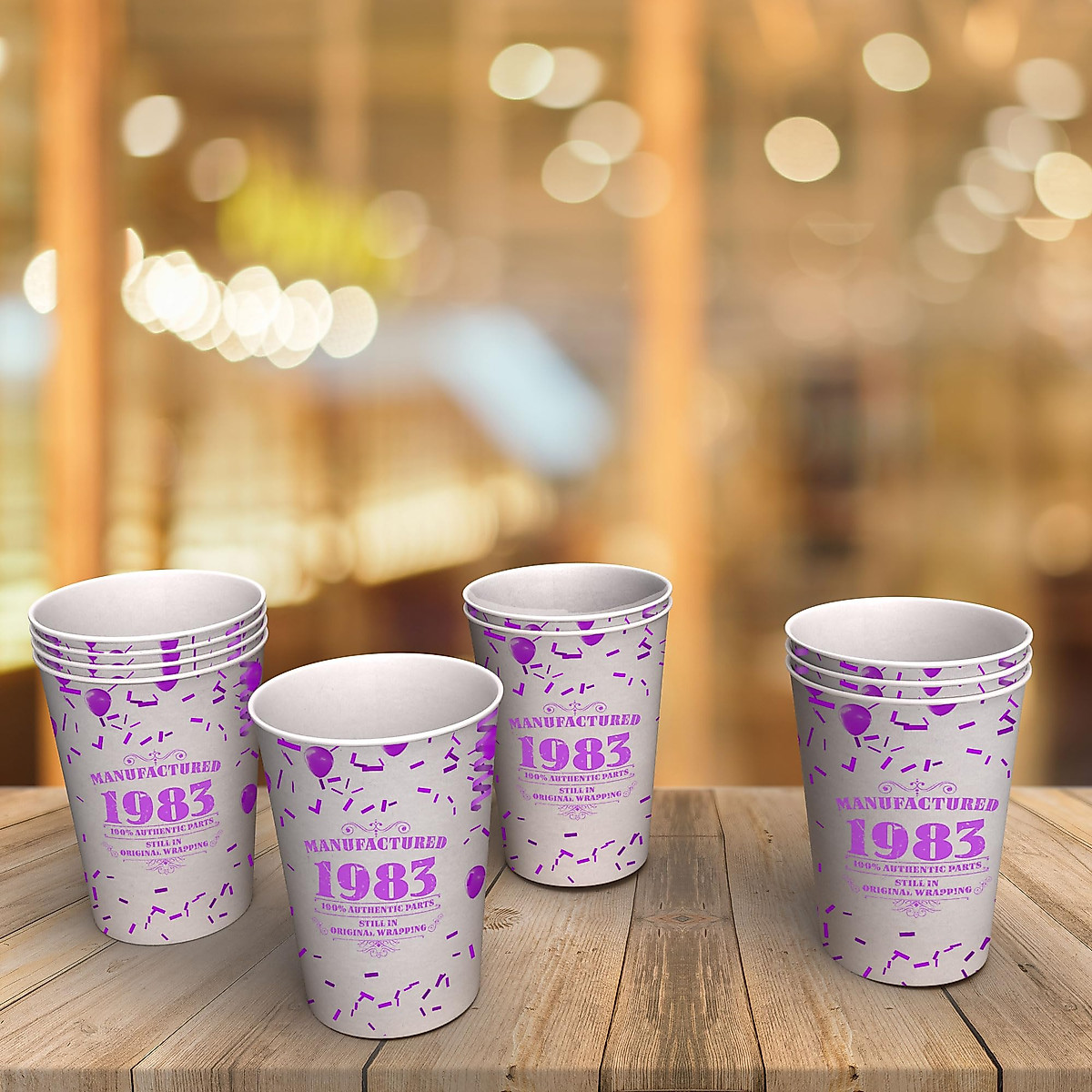 Bang Tidy Clothing 40th Birthday Paper Cups Pack of 12-12 Oz Party Cups - Disposable - Manufactured 1983 - Pink