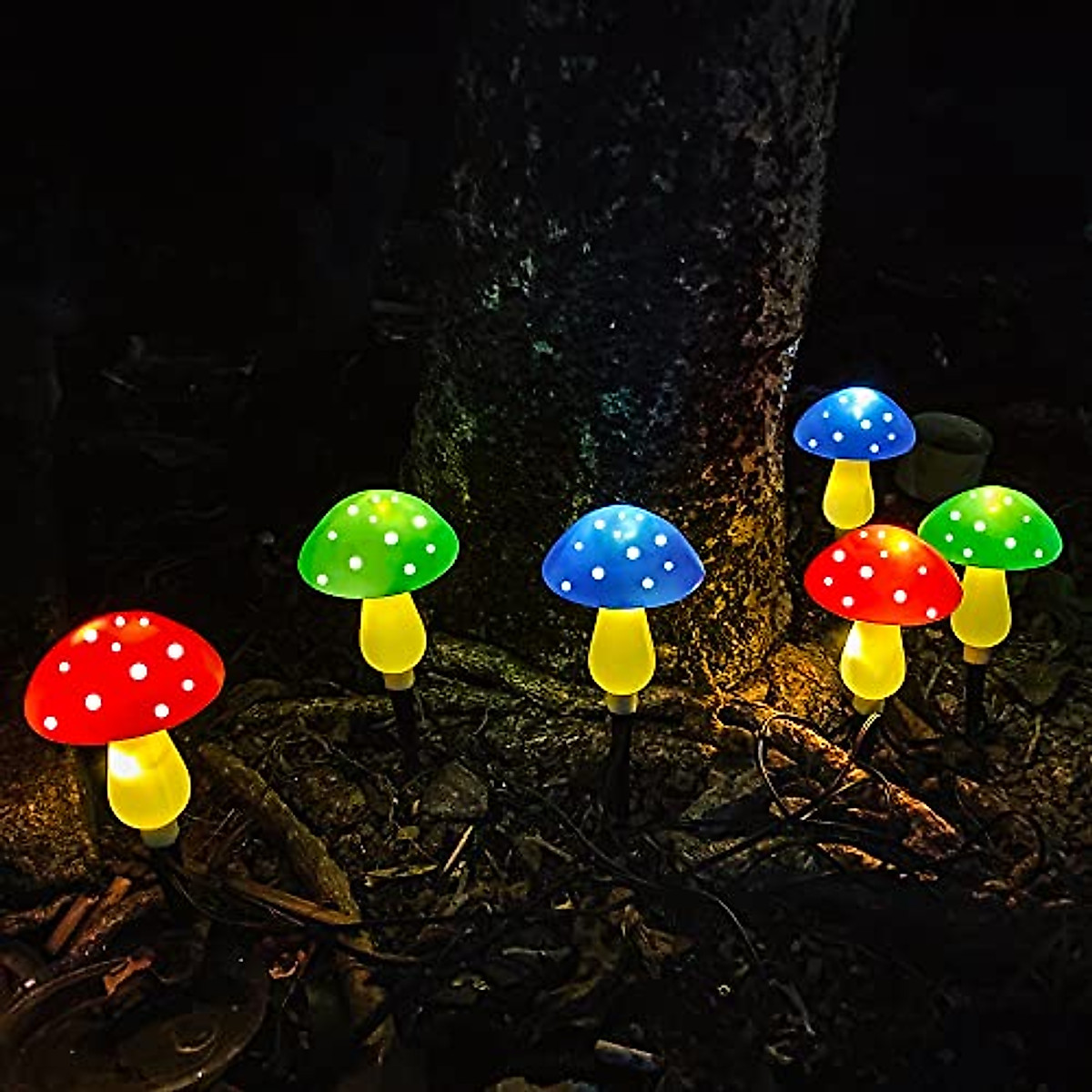 Viewpick Outdoor Solar Mushroom Lights LED Solar Garden Decor Stake Lights, 8 Lighting Modes Solar Yard Ornament Lights, Outdoor Waterproof Solar Lights for Outside Decorations (1 Pack 6 Mushrooms)