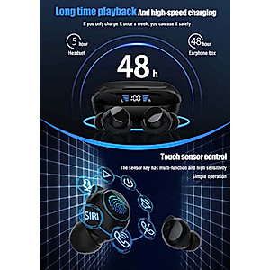 True Wireless Earbuds Bluetooth 5.3 Ear buds for iPhone Android TWS Waterproof IPX7 Earbuds in Ear Headphones for Sports Workout Running Gym Wireless Bluetooth Deep Bass Earphones with Microphone