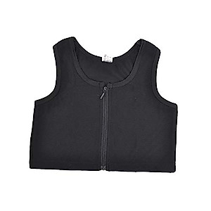BaronHong Tomboy Trans Lesbian Middle Zipper Mesh Chest Binder Corset Plus Size Short Tank Top(Black,M)