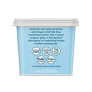 USDA Certified Organic Grass Fed Ghee with Himalayan Salt, 12oz, Carrington Farms