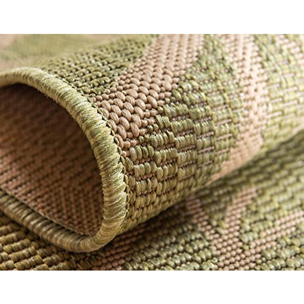 Unique Loom Collection Coastal, Branches, Botanical, Indoor and Outdoor Area Rug, 4 ft x 6 ft, Light Green/Beige