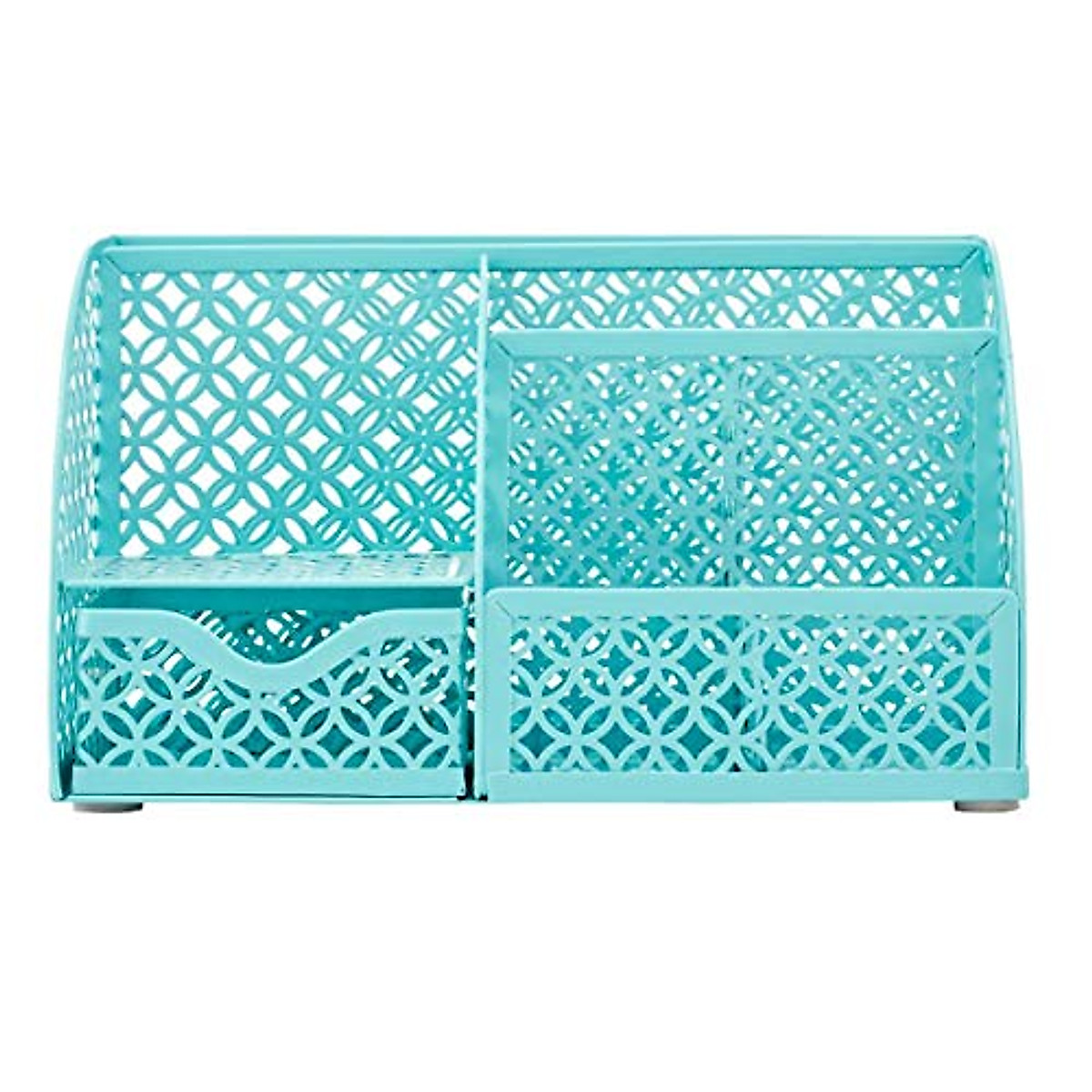 Annova Mesh Desk Organizer Office with 7 Compartments + Drawer/Desk Tidy Candy/Pen Holder/Multifunctional Organizer - Turquoise