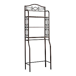 Pilaster Designs Transitional 3 Tier Pewter Metal Leeds Over The Toilet Bathroom Spacesaver Storage Rack Organizer, 24" W x 12" D x 68" H (HABR130)