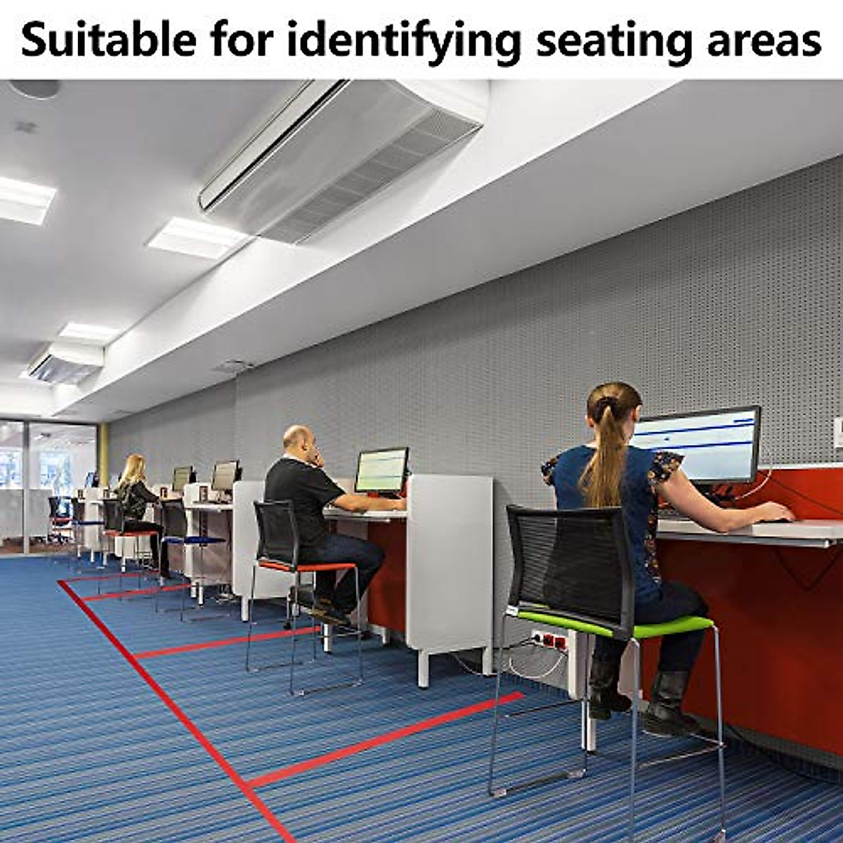 4 Roll 100 Feet Carpet Marker Strips for Classroom Tape for Carpet for Teachers and Social Distance (Red, Green, Yellow, Blue)