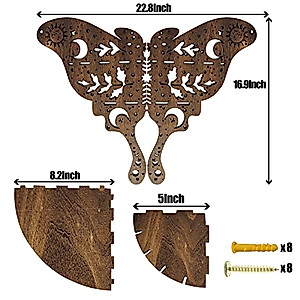 Corner Shelf Wall Mount - 2 Tier Large 17” Crystal Shelf Display - Moth Floating Shelves Wall Shelf - Boho Butterfly Moon & Star Design Spiritual Gift Zen Decor Yoga Corner Decor Home Bedroom Office