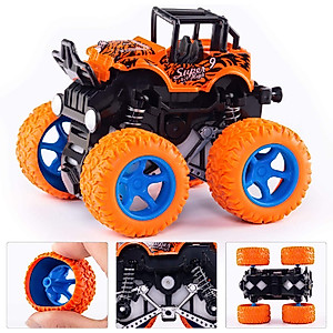Monster Trucks Inertia Car Toys - Friction Powered Car Toys for Toddlers Kids Birthday Christmas Party Supplies Gift for Boys and Girls (4 Color)