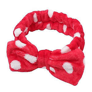 EDOBLUE Make-up Face Wash Shower Headband,Bowknot Fibre Hair Wrap for Shower Wash face Bath Spa (Red)