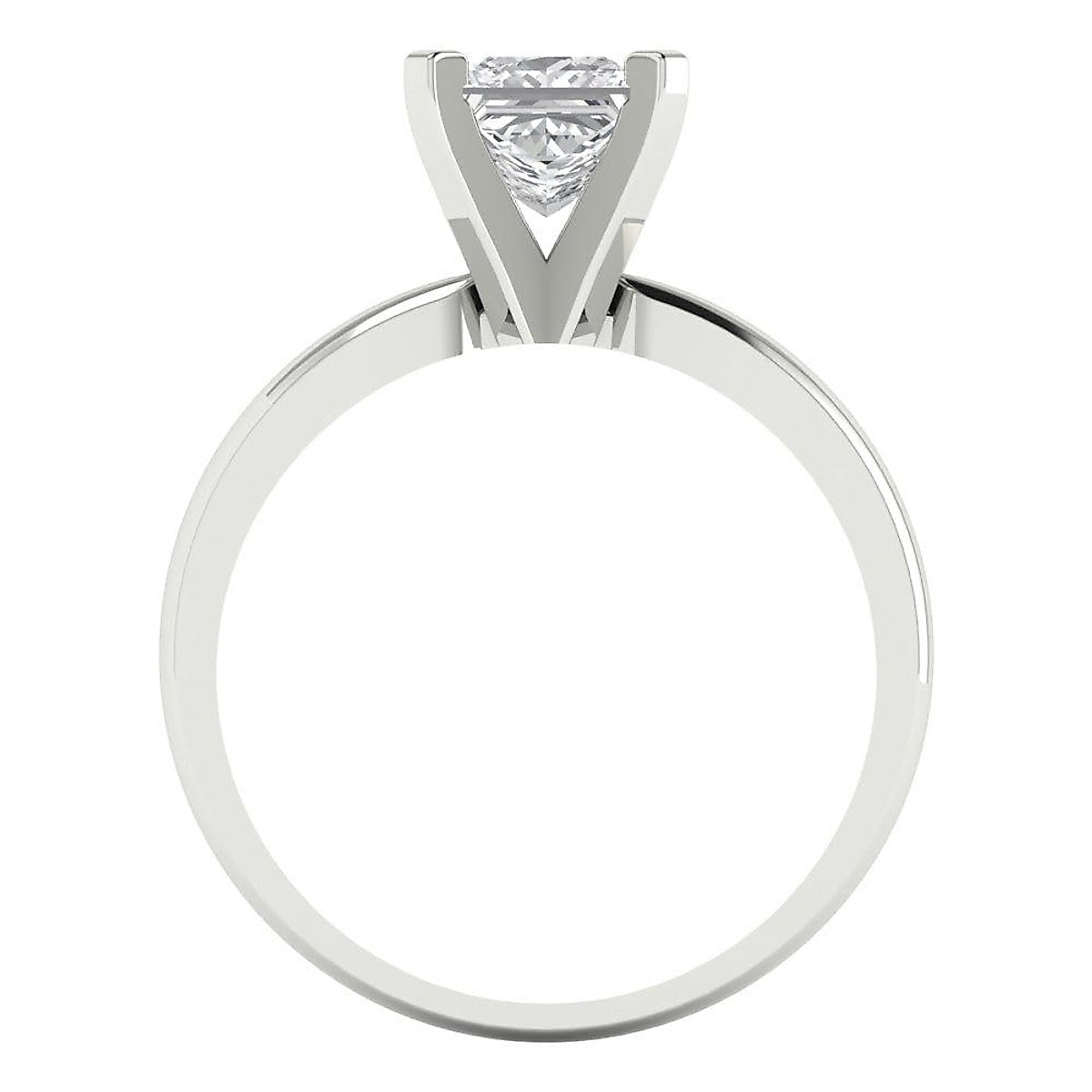 Clara Pucci 1.0 ct Princess Cut Solitaire Genuine Lab Created White Sapphire Bridal Designer Anniversary Engagement Ring 14k White Gold