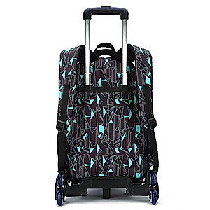 VILINKOU Rolling Backpack School Bag High-Capacity Backpack for Girl and Boy Rolling Trolley Bags Six Wheels Climbing Stairs (Black Blue Box)