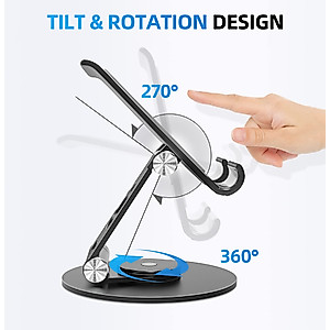 iPad Stand, 360° Rotating Tablet Stand Holder, Foldable & Adjustable iPad Holder for Desk, Heavy Base Kindle/iPad Pro/iPad Mini/ iPhone Stand for Retail Kiosk Store POS Office Showcase Reception Black