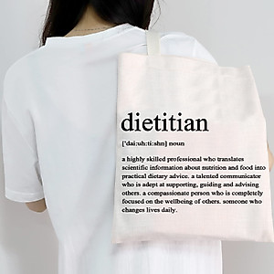 MEIKIUP Dietitian Canvas Tote Bag Shopping Bag Nutritionist Gift RD Registered Dietitian Gifts Dietitian Graduation Gift (Dietitian Tote Bag)