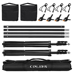 CPLIRIS Backdrop Stand for Parties, 8.5x10ft Adjustable Backdrop Support for Photoshoot, Baby Shower Backdrop Stand with Spring Clips, Sandbag, Backdrop Clip and Carry Bag