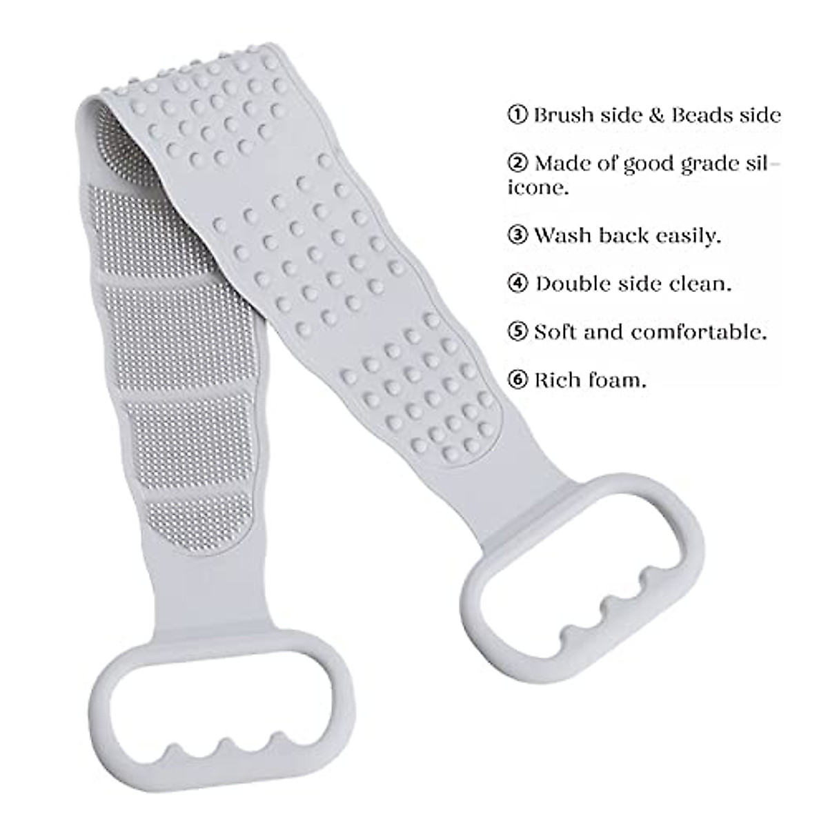 VULORA 2 PCS Silicone Body Back Exfoliating Scrubber for Shower Men Women Silicone Bath Body Brush Deep Clean & Invigorate Your Skin(Grey Pink) (Grey)