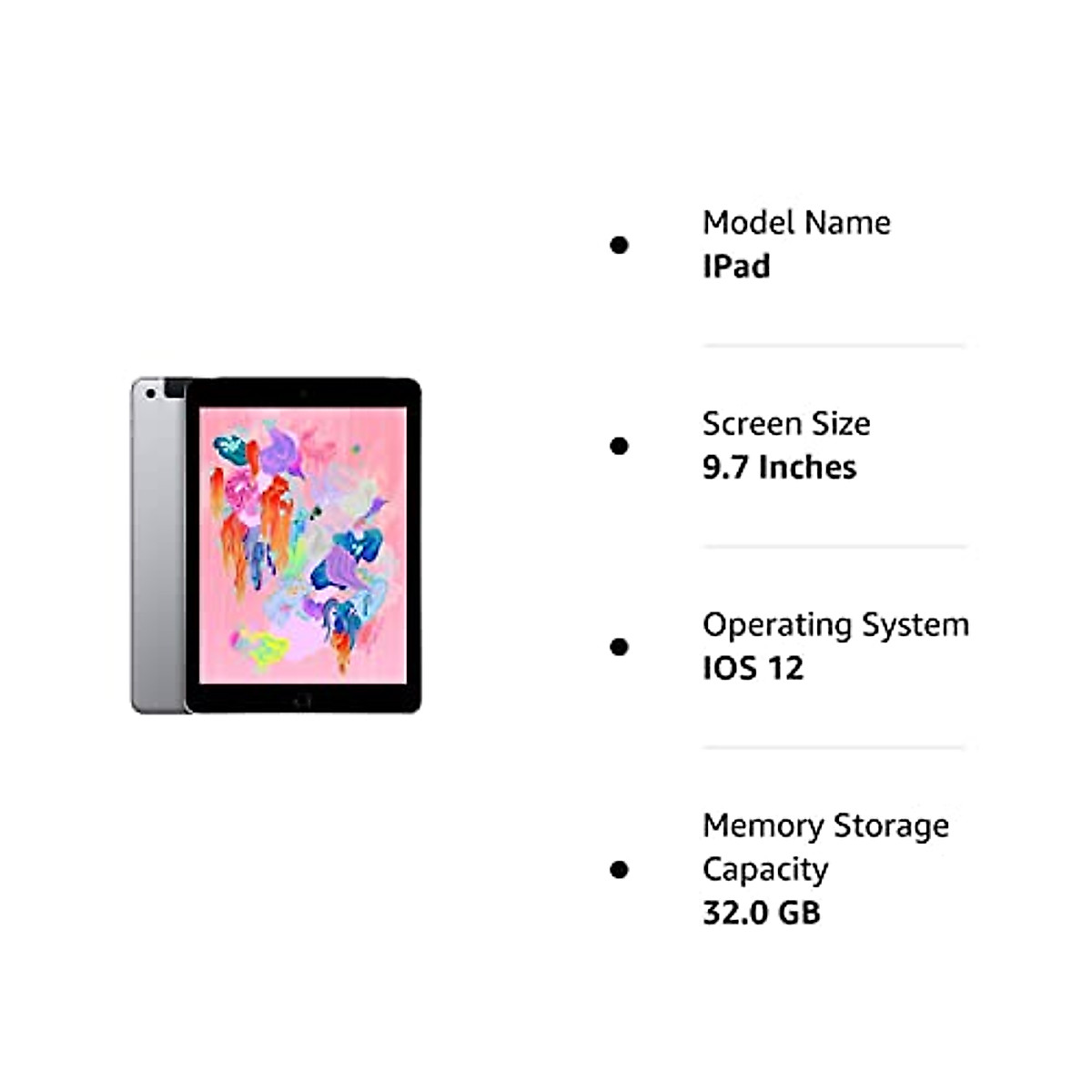 2018 Apple iPad (Wi-Fi + Cellular, 32GB) - Space Gray (Renewed)