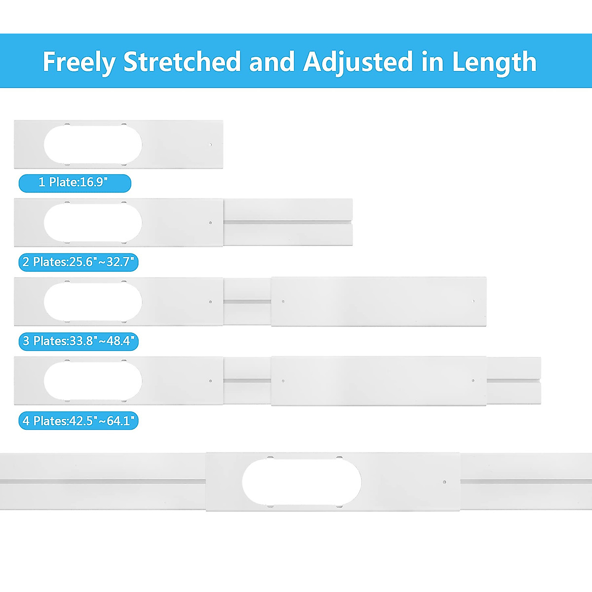 habibee Portable Air Conditioner Window Vent Kit Adjustable AC Window Vent Kit with Window Seal Sliding Air Conditioner Window Kit for Exhaust Hose with 5.1Inches Diameter