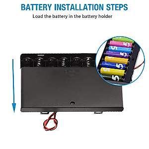 QTEATAK 2 Set 8 x AA Thicken Battery Holder Base Box with ON/Off Switch and Wire and Cover