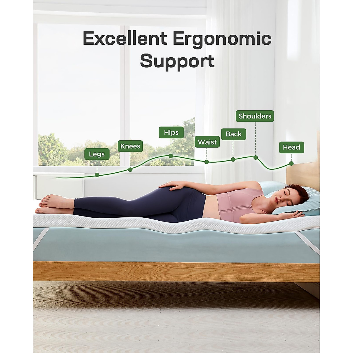 Marsail 3-Inch Twin Mattress Topper with Cool Cover, Breathable Gel Memory Foam Mattress Topper with Elastic Straps & Anti-Slip Bottom for Body Pain Relief, CertiPUR-US Certified, MSMT11W-T3