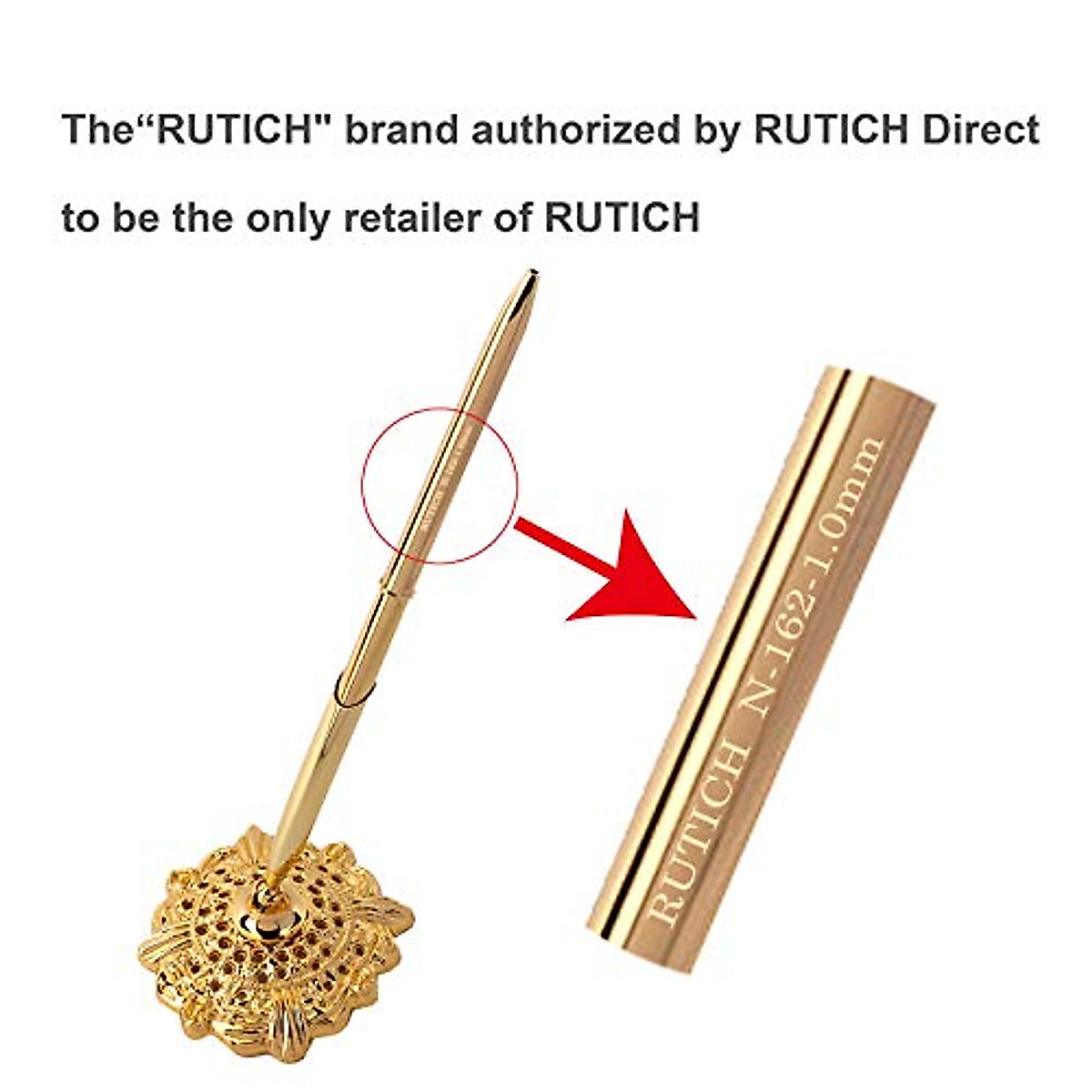 RUTICH Hollow Round Pen Holder Signing Pen Set for Wedding Bridal Engagement Valentine's Day Favors,Golden