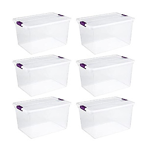Sterilite 66 Quart Clear Latch Lid Storage Container Tote, 6 Pack, and 6 Quart Clear Latch Lid Storage Container Tote, 12 Pack for Home Organization
