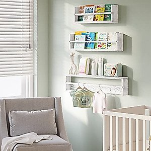 brightmaison Polynez 36"-30"-24" Kids Bookshelf for Wall, Nursery Books Shelves Wall, Kitchen Shelves, Floating Shelves for Wall Decor, Burnt White, Set of 3
