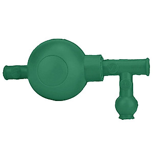 Lab Disposable Rubber Suction Bulb Pressure Quantitative Pipette Filler with 3 Valves(Green)