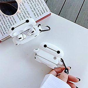 Baymax Protective Silicone Cover Compatible with AirPods Pro Wireless Charging Case, 3D Cute Cartoon Silicone Designer Skin,Funny Cool Design Protective Cover for AirPods Pro 2019 (Big White)