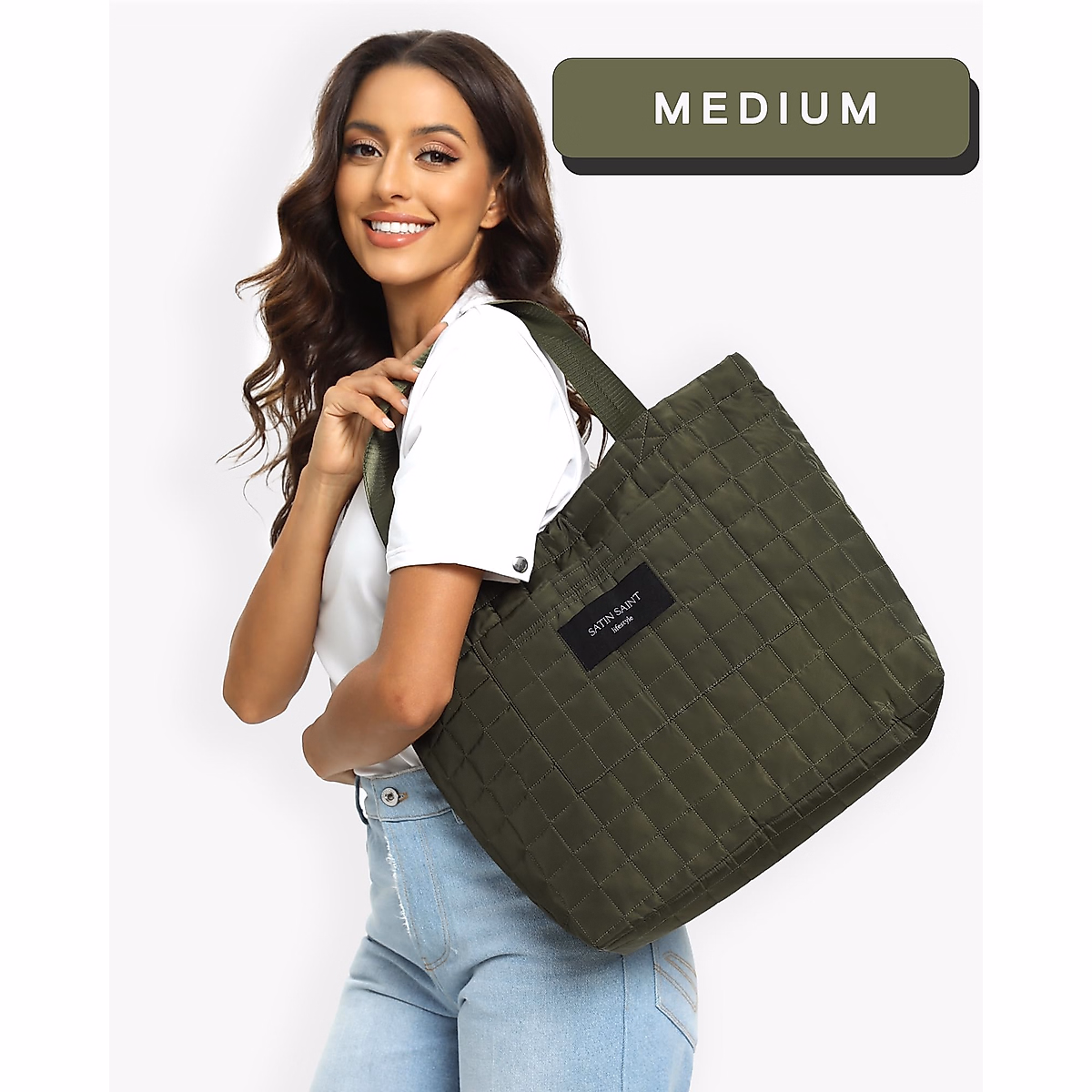 SATIN SAINT lifestyle Large Tote Bag for Women, Travel Tote Bag, Laptop Bag Handbag, Shopping Bag, Lightweight Shoulder Bag for Yoga Gym